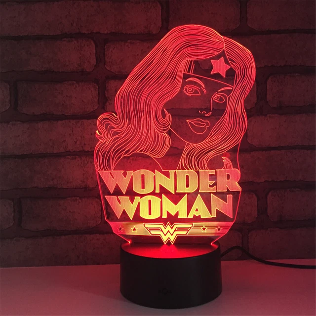 WONDER WOMAN 3D Night Light 7 Color Change LED Desk Lamp Touch Room ...