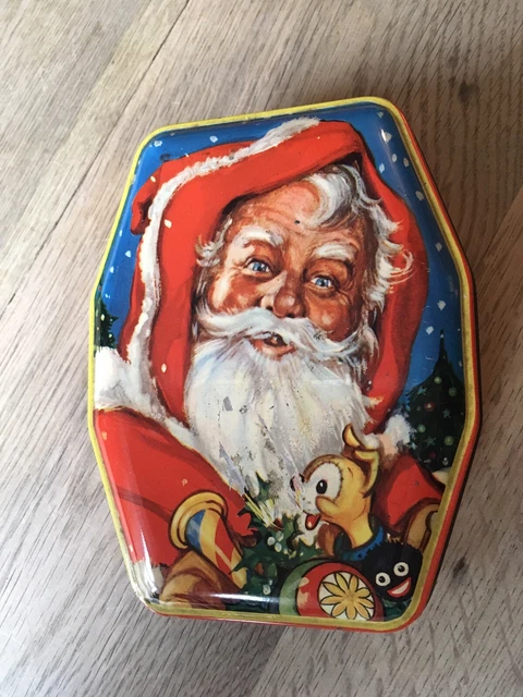 ANTIQUE~VINTAGE HORNER TOFFEE Tin,Jolly Father Christmas~Santa Lidded ...