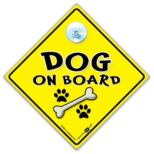 DOG ON BOARD Car Sign, Dog in Car, Bones and Paws, Suction Cup Sign ...