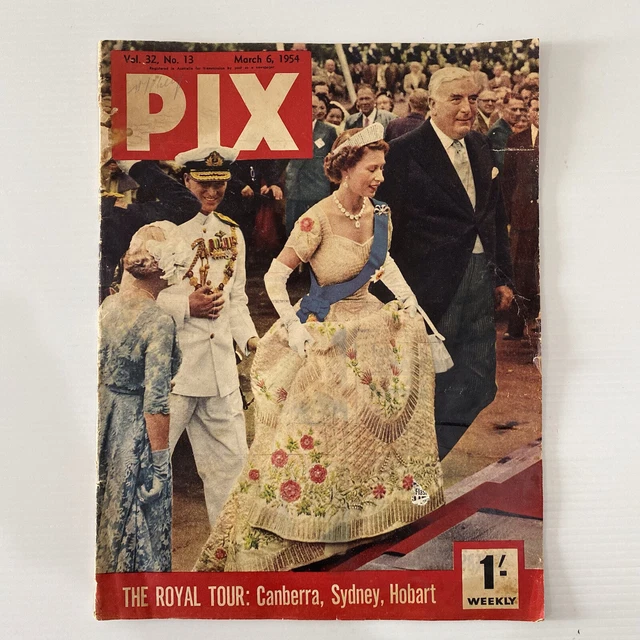 VINTAGE 50’S PIX Magazine Vol 32 No 13 March 6 1954 Royals Queen ...