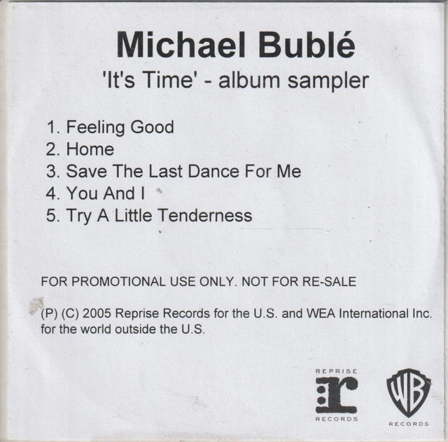 MICHAEL BUBLE IT'S Time Album Sampler CDr UK Warner Bros 2005 cdr ...