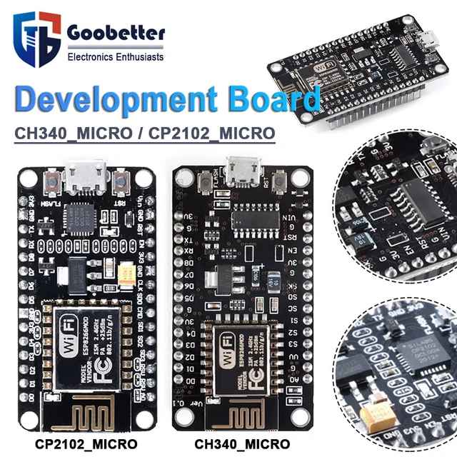 ESP8266 DEVELOPMENT BOARD CH340_MICRO CP2102_MICRO, Wireless Serial ...