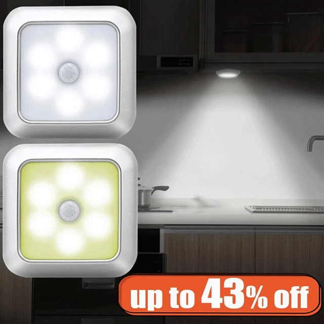 6LED MOTION SENSOR Light Wireless PIR Cabinet Closet Cabinet Stair ...