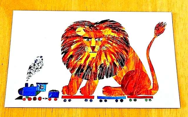 ERIC CARLE ART Work Postcard ~ The Lion Riding On A Steam Train ~ 1968 ...