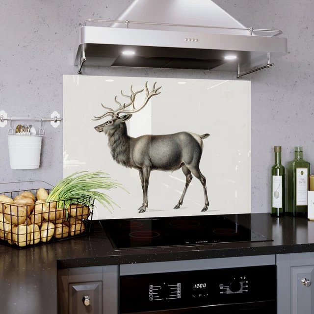 GLASS SPLASHBACK KITCHEN Cooker Panel ANY SIZE Vintage Art Stag Deer ...