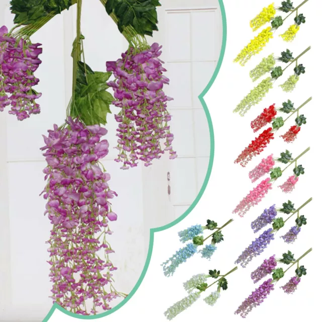 12pcs 110cm Artificial Wisteria Ivy Hanging Vine Faux Silk Vine Flower