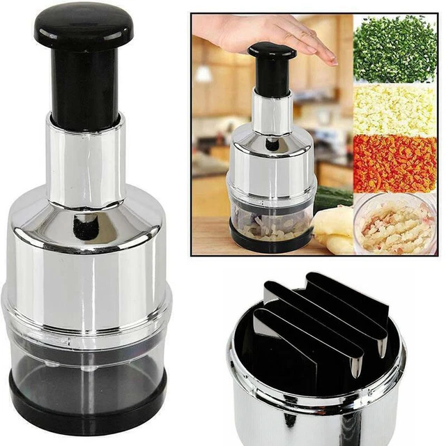 MANUAL HAND PRESS Garlic Onion Chopper Vegetable Food Chopper Processor ...