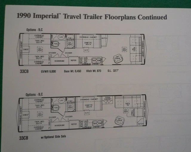 1990 HOLIDAY RAMBLER Imperial Floorplan Specifications (Motorhome ...