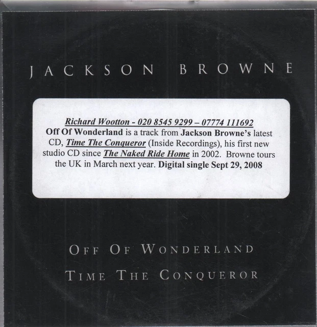 JACKSON BROWNE OFF of Wonderland/Time the Conqueror CDr Europe Inside ...