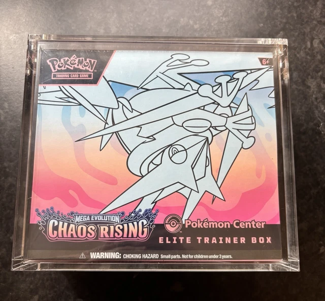 POKÉMON TCG CHAOS Rising Pokemon Centre ETB brand New In Acrylic Case £ ...