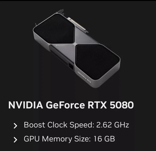 NVIDIA GEFORCE RTX 5080 FE Founders Edition 16GB Graphics Card New fast ...