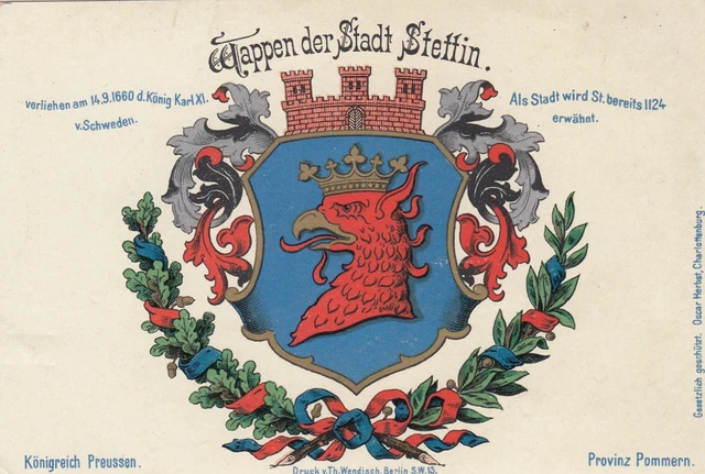 WAPPEN DER STADT Stettin AK um 1900 Pommern Polen Polska 1812140 EUR 21 ...