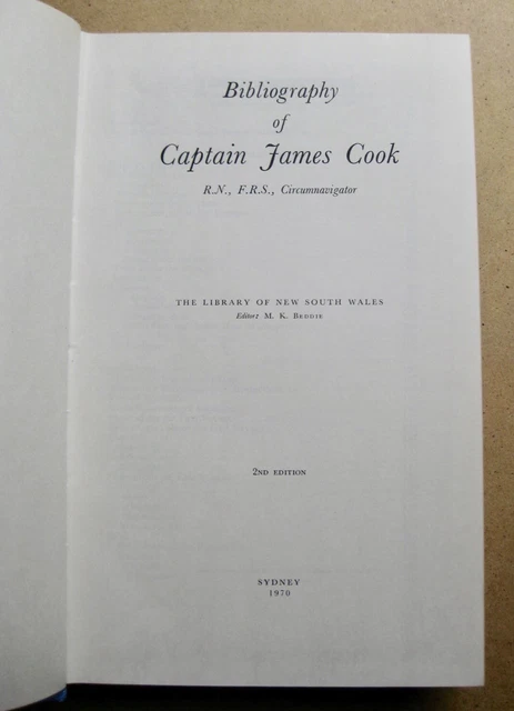 BIBLIOGRAPHY OF CAPTAIN James Cook R.N. F.R.S. 2nd ed 1970 EUR 24,45 ...