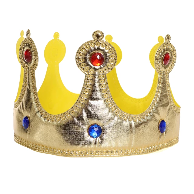 GOLD KING'S QUEEN Crown Fancy Dress Soft Crown Jewels Party Fancy Dress ...