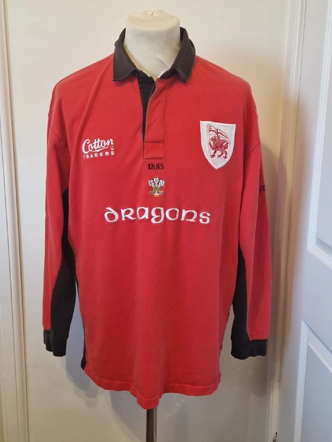 VINTAGE LONDON WELSH Rugby Shirt Cotton Traders Mens XL Dragons RARE ...