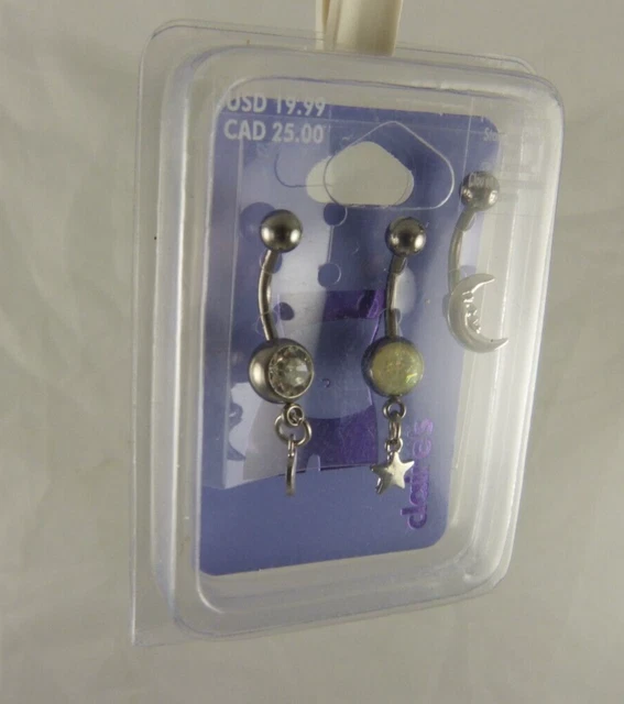 BODY JEWELRY BELLY button naval ring piercing navel celestial moon ...