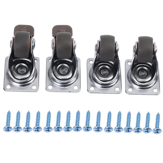 4 PACK 1 inch Low Profile Casters Wheels Soft Rubber Swivel Caster with ...