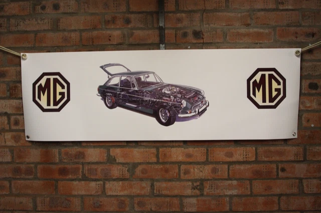 MGB GT V8 ROADSTER großes PVC WERKWERKSTATT BANNER Garage Show EUR 19 ...