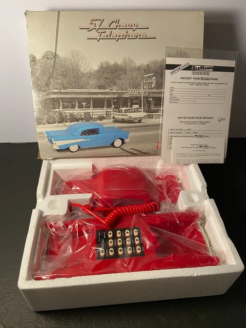 NEW VINTAGE TELEMANIA 57' Red Chevy Car Corded Home Desk Phone ...