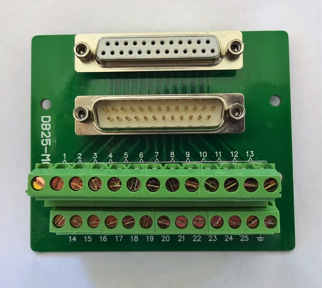 DB25 D-SUB 25 pin Male/Female Adapter Breakout Board Connector (D24) £ ...