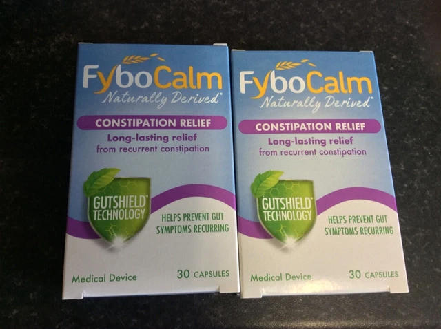 FYBOCALM CONSTIPATION RELIEF Naturally Derived - Two Boxes 60 Capsules ...
