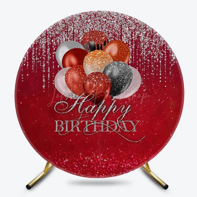 LOFARIS ROUND RED Glitter Balloons Happy Birthday Backdrop $38.01 ...