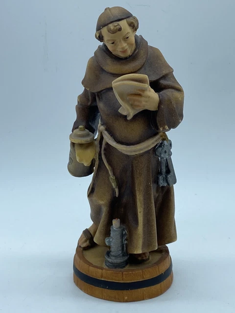SCULTURA IN LEGNO Frate con birra fatto a mano. Altezza 14 cm. EUR 45 ...