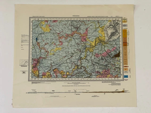 ORDNANCE SURVEY, ENGLAND, Geological, Drift, Sheet Map, of Stockton ...