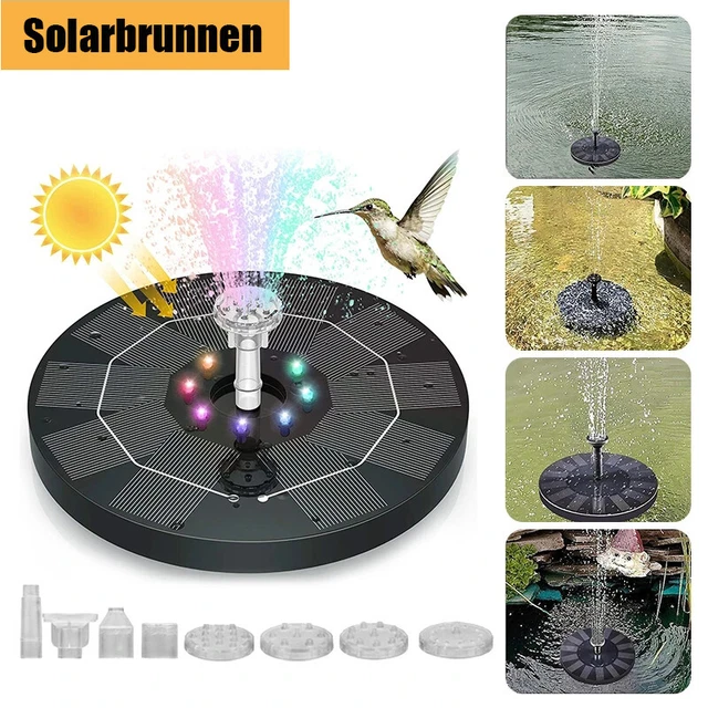 LED SOLAR SPRINGBRUNNEN,PUMPE mit Bunte LED,Runde Solar-Teichpumpe ...