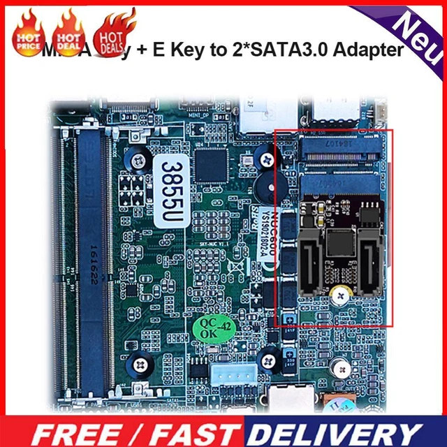 M.2 A + E Key to 2 Ports SATA3.0 Adapter Cards for SSD PC Computer $39. ...