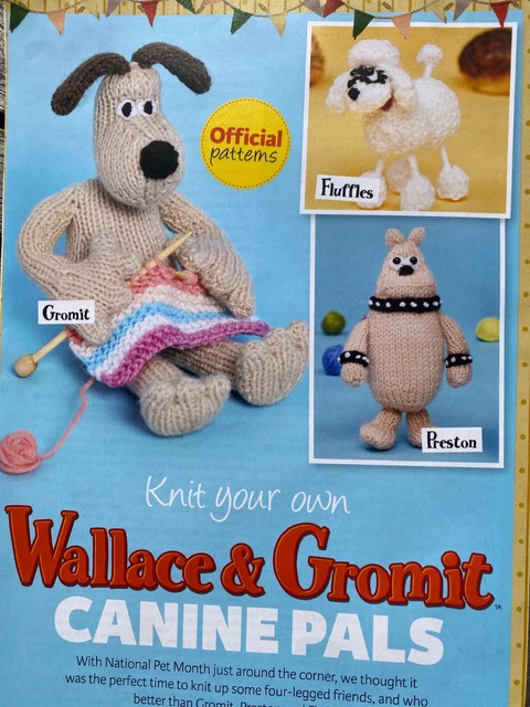 WALLACE & GROMIT Canine Pals Knitting Pattern Gromit, Preston ...