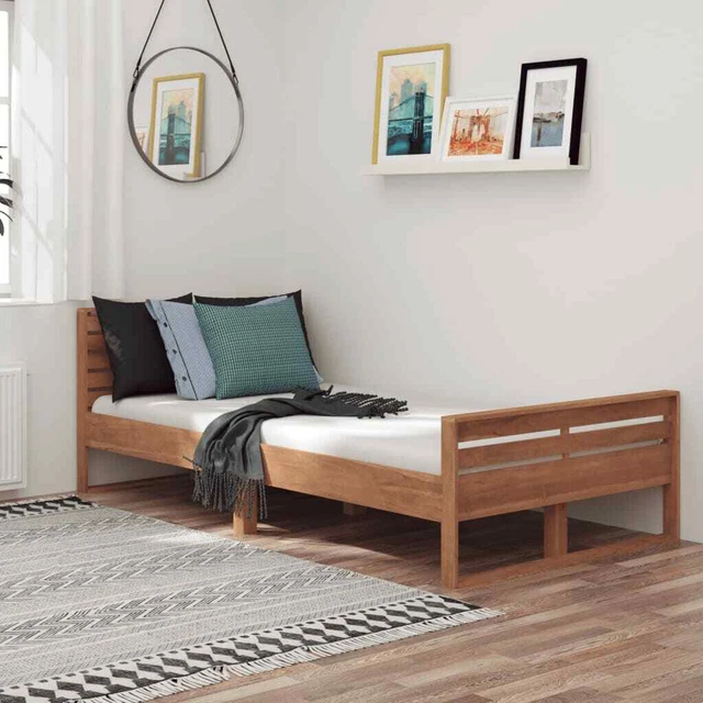 BED FRAME SOLID Teak Wood 100x200 cm to 200 x 200 cm £388.99 - PicClick UK