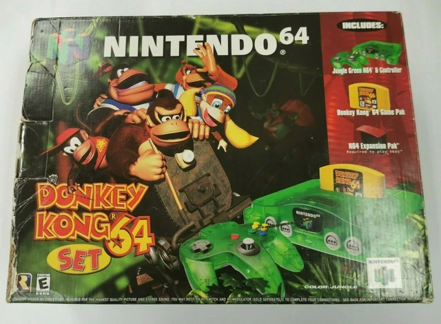 NINTENDO 64 JUNGLE Green Console System Donkey Kong 64 Set Complete In ...