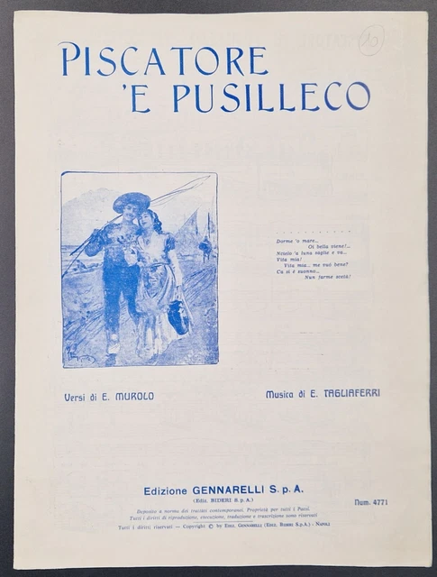 SPARTITO-PISCATORE ‘E PUSILLECO-VERSI Murolo-Musica Tagliaferri-Ed ...