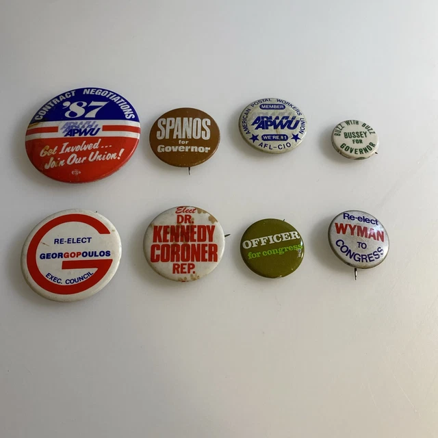 8 VINTAGE NH & MA New England 🏴󠁧󠁢󠁥󠁮󠁧󠁿 Political Campaign Buttons zai ...