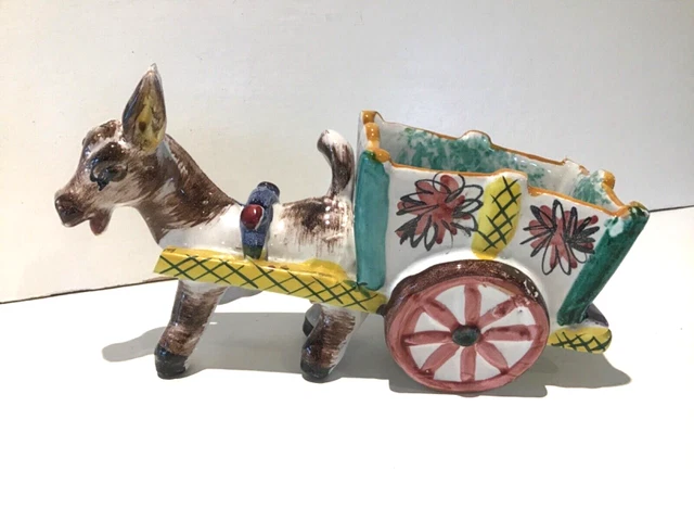 VINTAGE ITALIAN ART Pottery Donkey & Cart / Wagon £6.00 - PicClick UK