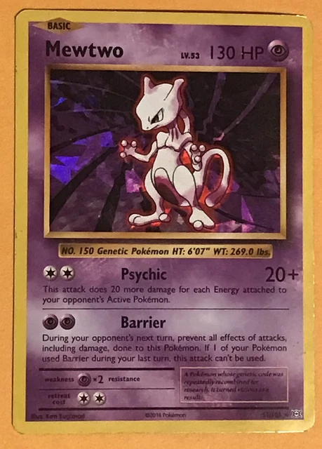 POKEMON MEWTWO XY Evolutions Pre Release Card 51/108 LV.53 Holo Mint ...
