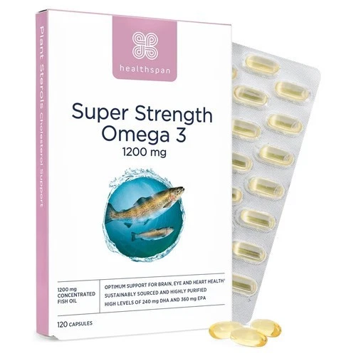 HEALTHSPAN SUPER STRENGTH Omega 3 - 1,200mg - 120 Caplets - Exp 01/2027 ...