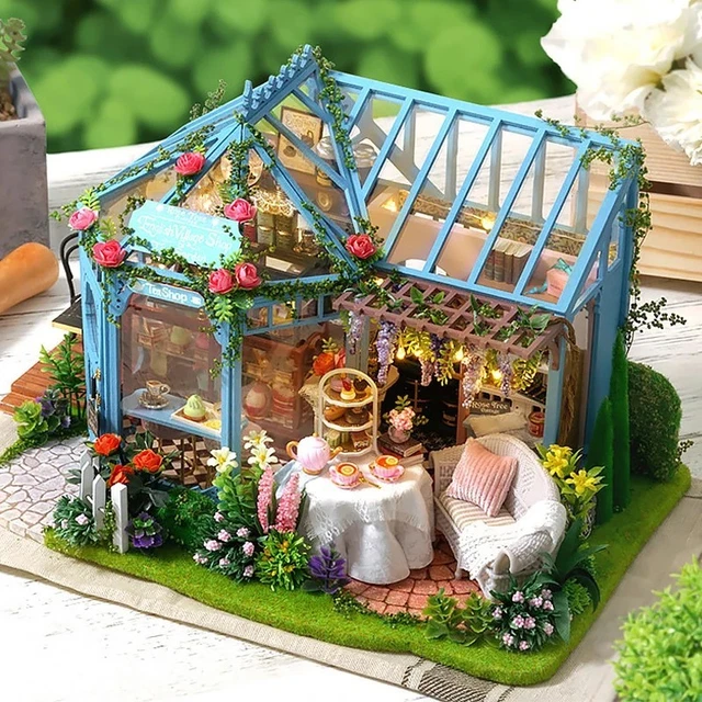DIY 3D WOODEN Puzzle Miniature Dollhouse Room Kit Assembly Model ...