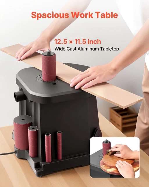 VEVOR OSCILLATING SPINDLE Sander, 2000RPM Benchtop Spindle Sander with ...