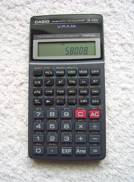 CASIO FX-570S CALCOLATRICE scientifica V.P.A.M. con custodia rigida ...
