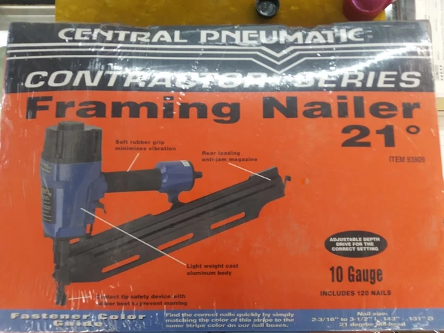 CENTRAL PNEUMATIC CONTRACTOR Series 21 degree Angled Framing Nailer 10GA 04041 149.00 PicClick