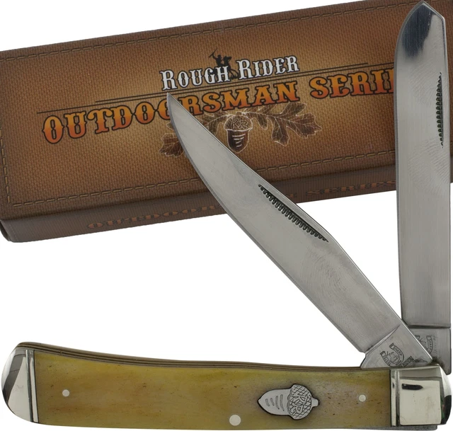 ROUGH RIDER TOBACCO Bone Trapper Folding Pocket Knife RR777 Smooth ...