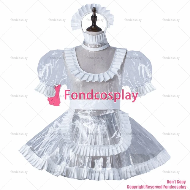 CROSS DRESSING SISSY maid clear pvc dress lockable Uniform apron CD/TV ...