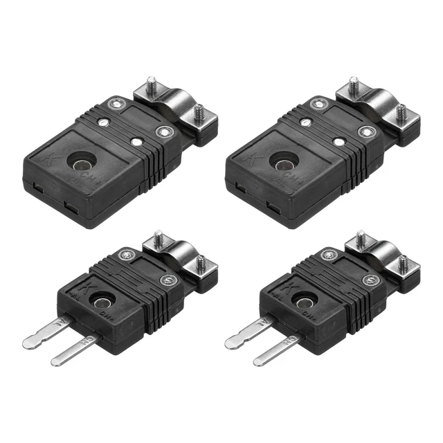 2 SET J Type Thermocouple Wire Connectors Female Male Plug Temperature ...