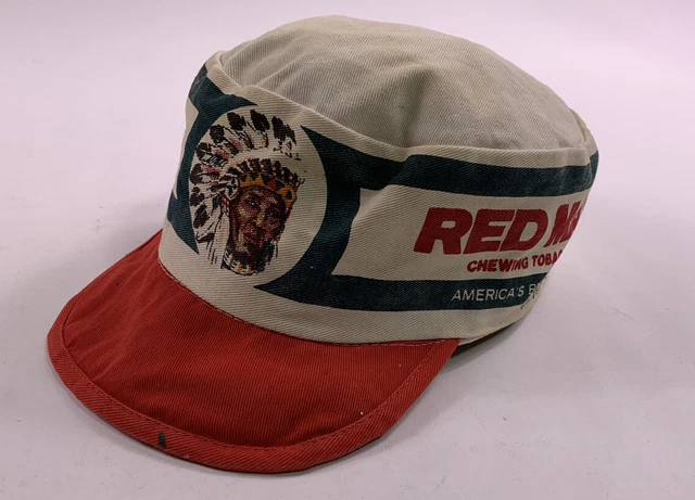 RARE VINTAGE RED MAN Chewing Tobacco Canvas Painters Hat Cap 70s 80s ...