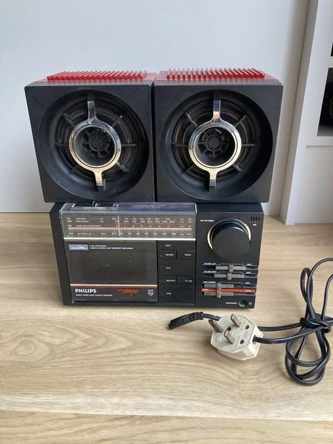 VINTAGE PHILIPS D8254 Portable Stereo Boombox Dual Cassette Deck ...