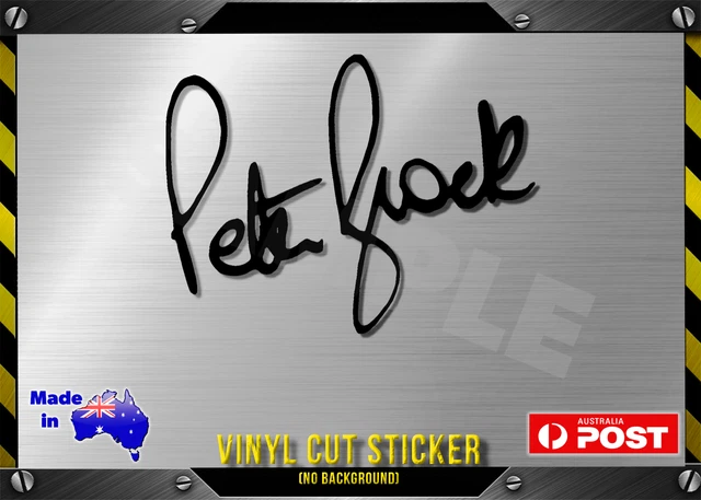 PETER BROCK SIGNATURE Vinyl Cut MATTE BLACK Decal 75mm Dash Window FREE ...