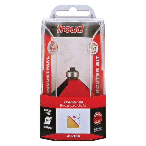 (J) FREUD GENUINE 1-3/4" (Dia.) X 45 Degree Chamfer Bit With 1/4" Shank ...