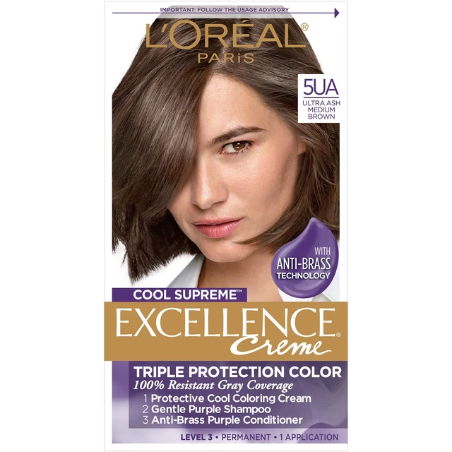 L'OREAL PARIS EXCELLENCE Creme Permanent Hair Color, Ultra Ash Medium ...